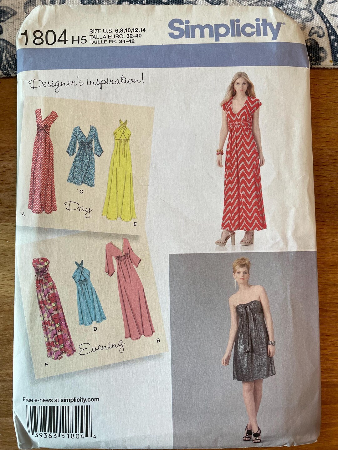 Simplicity 1804 Pattern UNCUT Stretch Knit Regency Deep V Neck Wrap ...