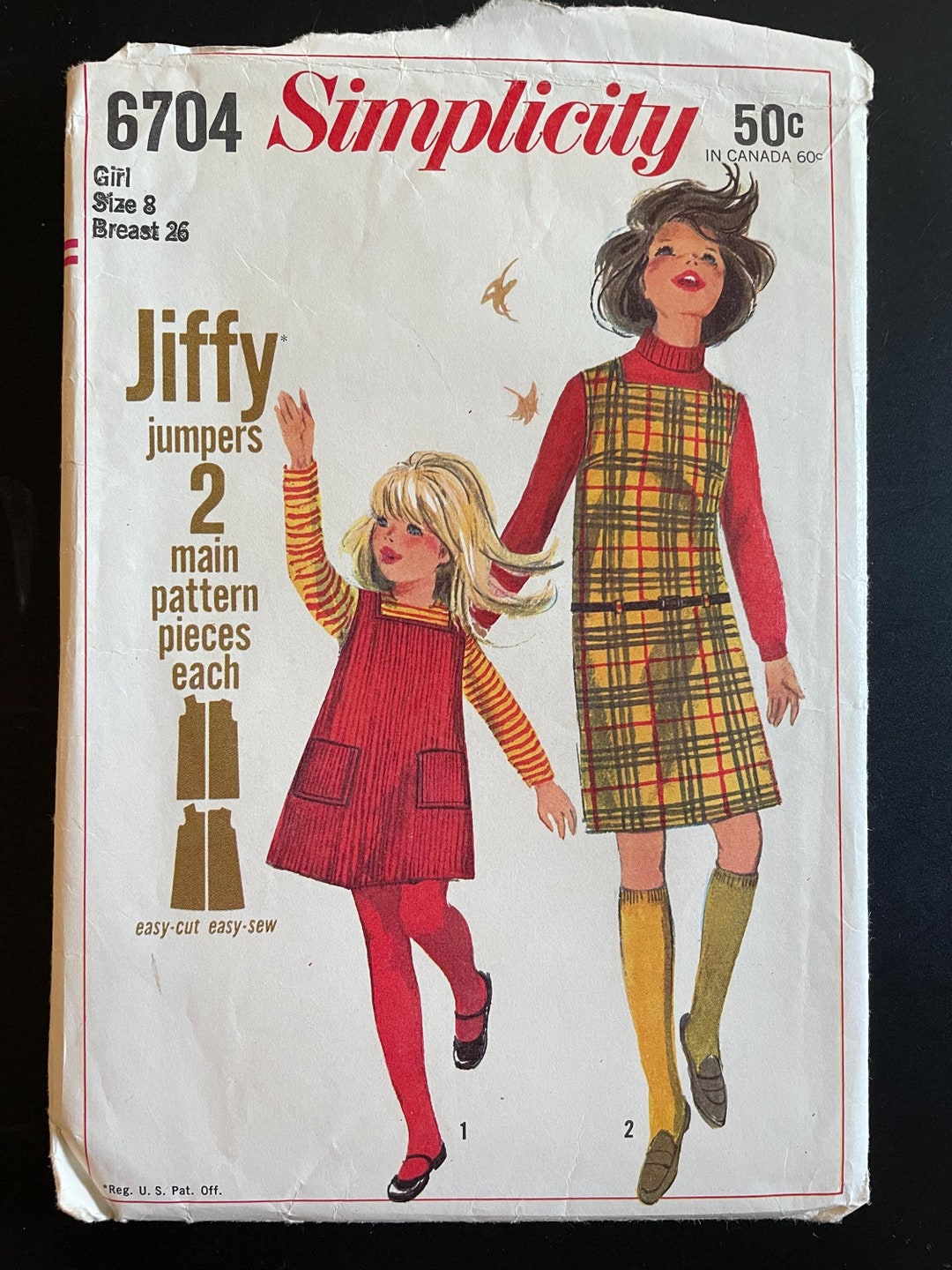 Simplicity 6704 Pattern CUT Complete Vintage 1960s Jiffy Jumpers A-line ...