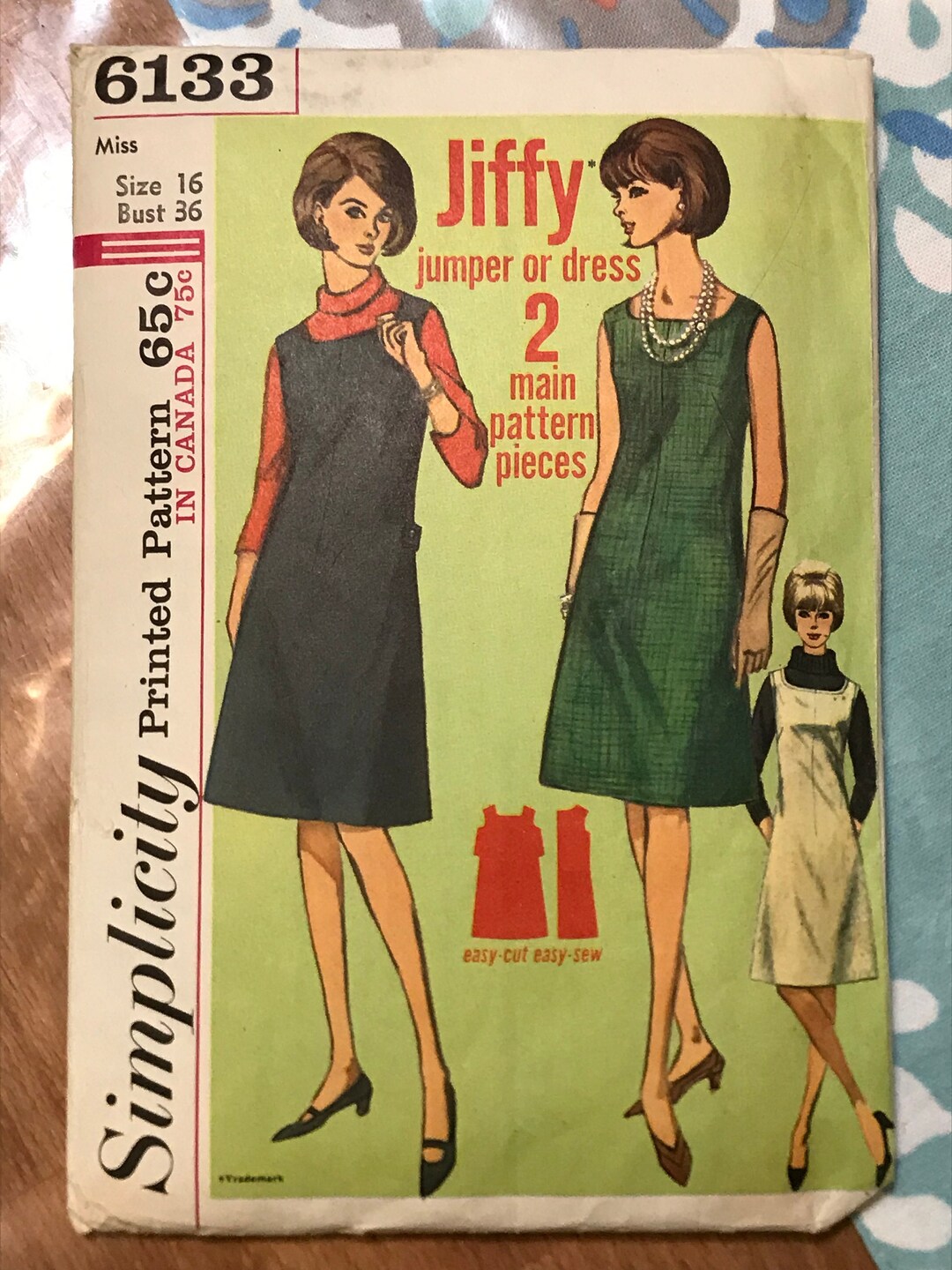 Simplicity 6133 Pattern CUT Complete 1960s Vintage Jiffy Sleeveless ...