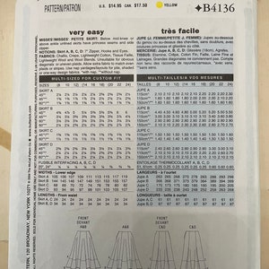 Butterick B4136 4136 Pattern UNCUT Fast Easy Contour Waist Flared Skirt ...