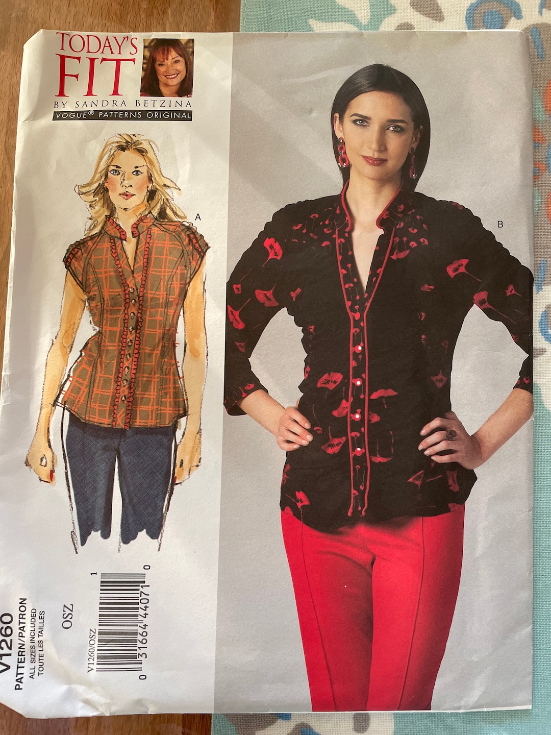 Vogue V1260 1260 Pattern UNCUT Today's Fit Sandra Betzna Button Front V ...