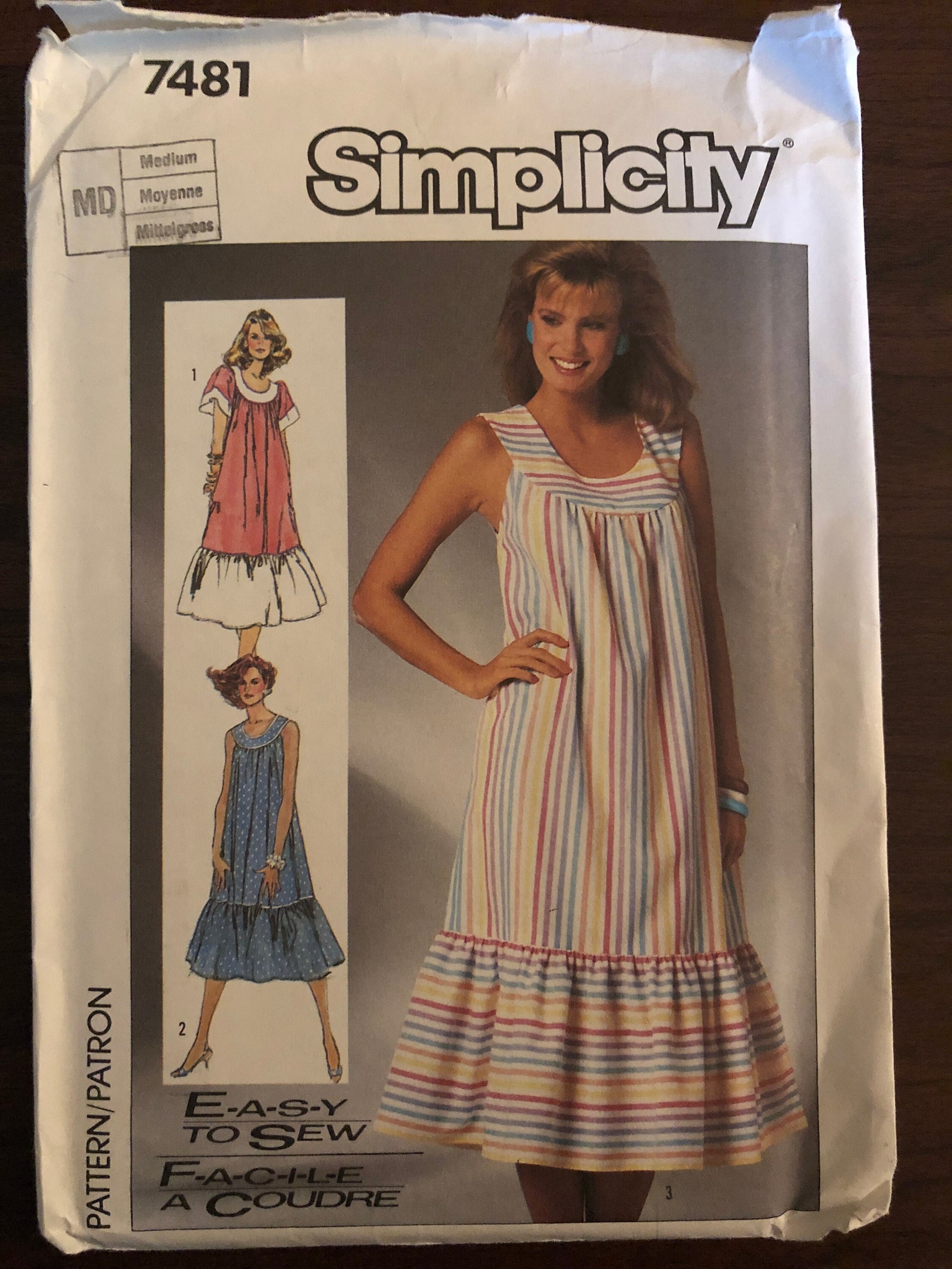 Simplicity 7481 Pattern UNCUT Vintage 1980s Easy Mumu Style Dress ...