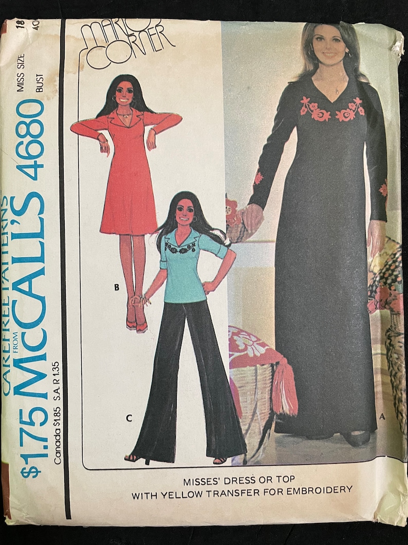 Mccalls 4680 Pattern UNCUT 1970s Vintage Carefree Marlo's Corner ...