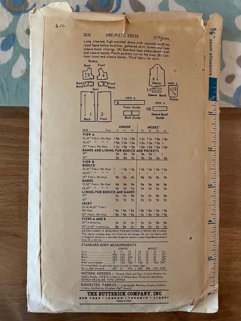 Butterick 3636 Pattern CUT Complete 1960s 70s Juniors Empire Waisted ...
