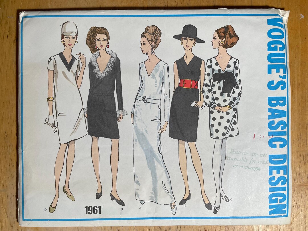 Vogue 1961 Pattern UNCUT Vintage 1960s Basic Design V Neckline Straight ...
