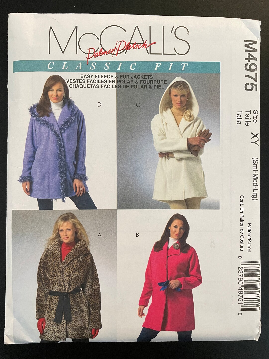 Mccalls M4975 4975 Pattern UNCUT Palmer Pletsch Easy Fleece & Faux Fur ...