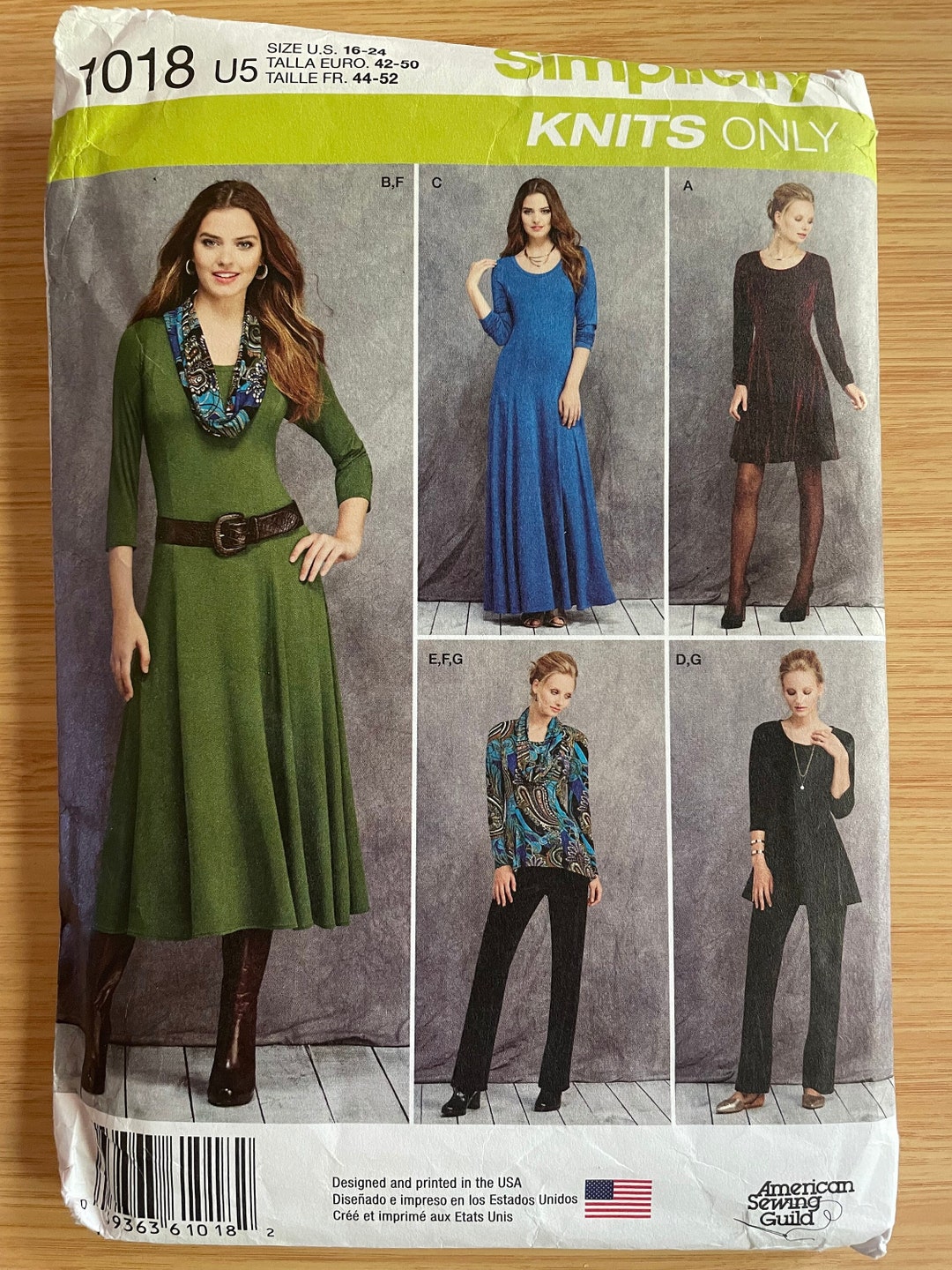 Simplicity 1018 Pattern UNCUT Strech Knit Scoop Neck Long Sleeve Tunic ...