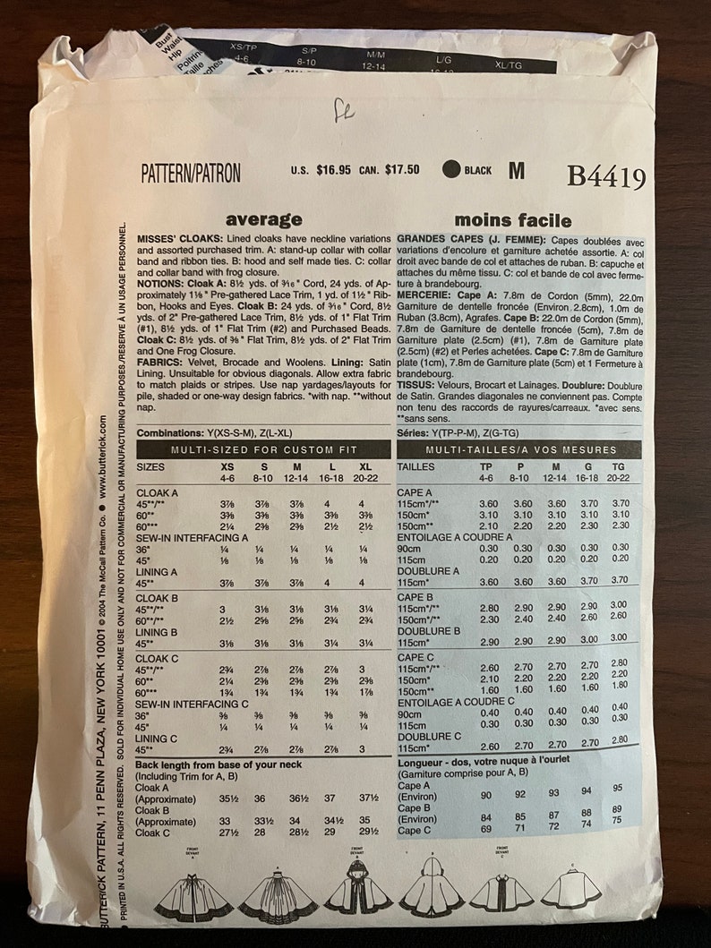 Butterick B4419 4419 Pattern UNCUT 2000s Making History Rachel - Etsy