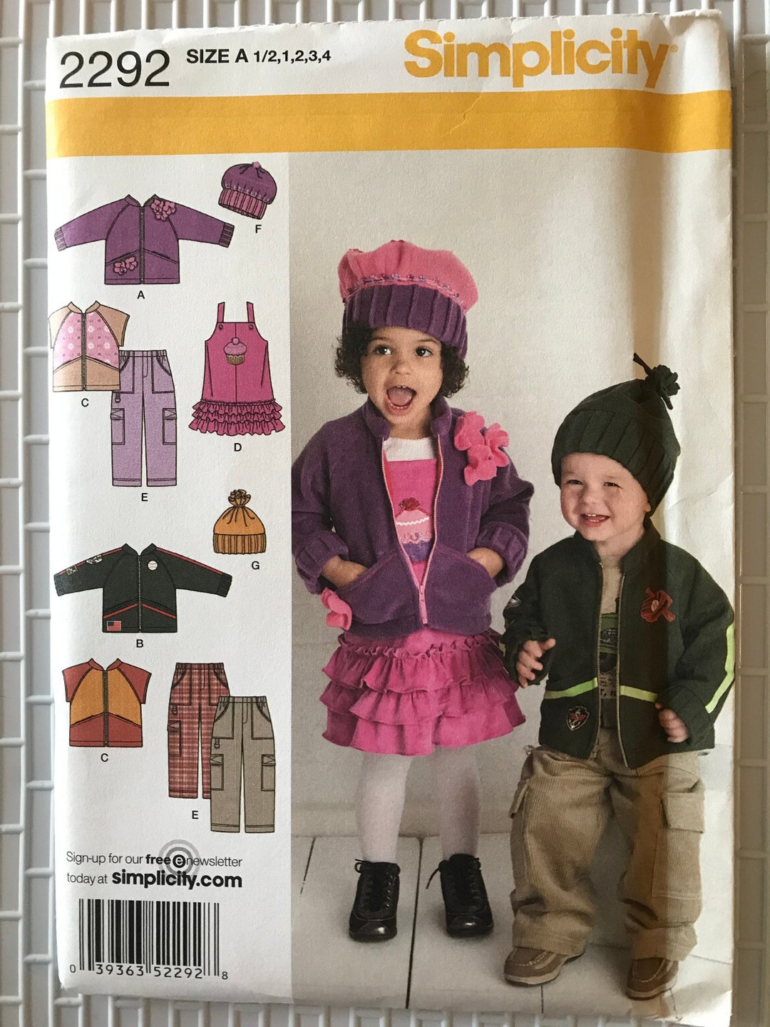 Simplicity 2292 Pattern Unisex Boy Girl Casual Separates Zipper Jacket ...