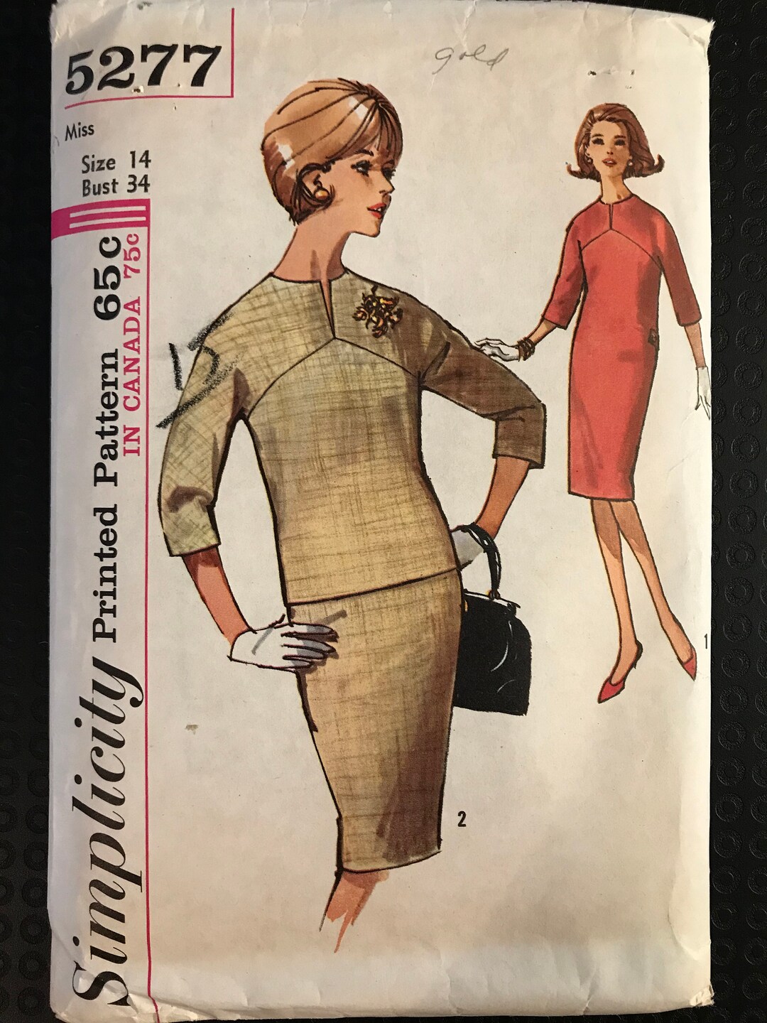 Simplicity 5277 Pattern CUT Complete 1960s Vintage One Two Piece Dress ...