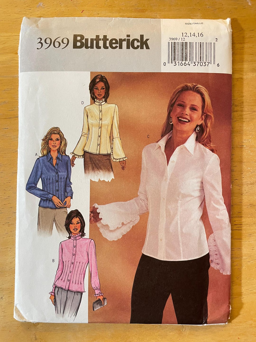 Butterick 3969 Pattern UNCUT Button Front Blouse With Front Tucks ...