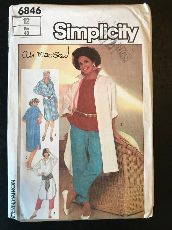 Simplicity 6846 Pattern UNCUT 1980s Vintage Ali Macgraw | Etsy