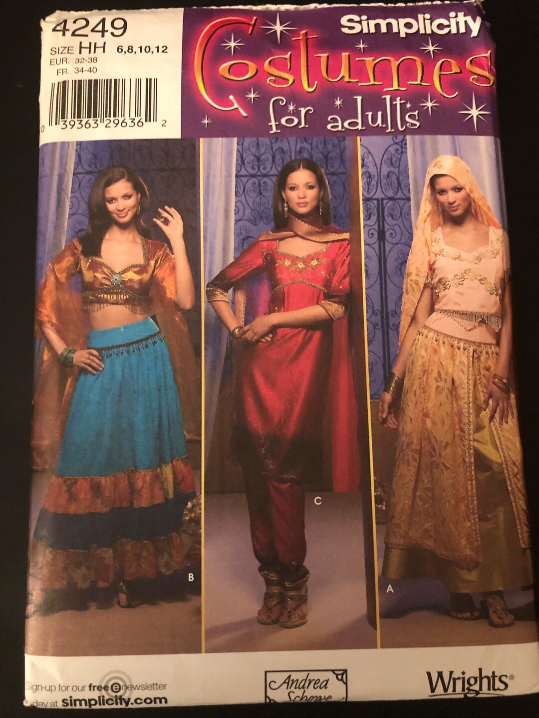 Simplicity 4249 Pattern UNCUT 2000s Andrea Schewe Belly Dancer Arabian ...