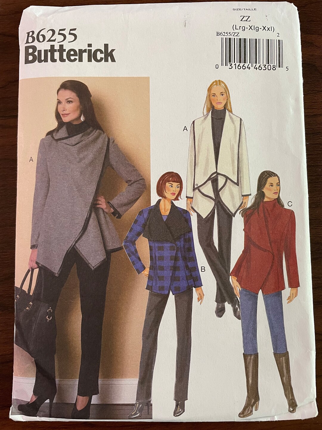 Butterick B6255 6255 Pattern UNCUT Easy Close Fitting Unlined Coat With ...
