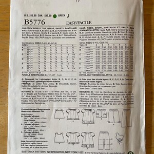 Butterick B5776 5776 Pattern UNCUT SEE Descrip Easy Sleeveless Short ...