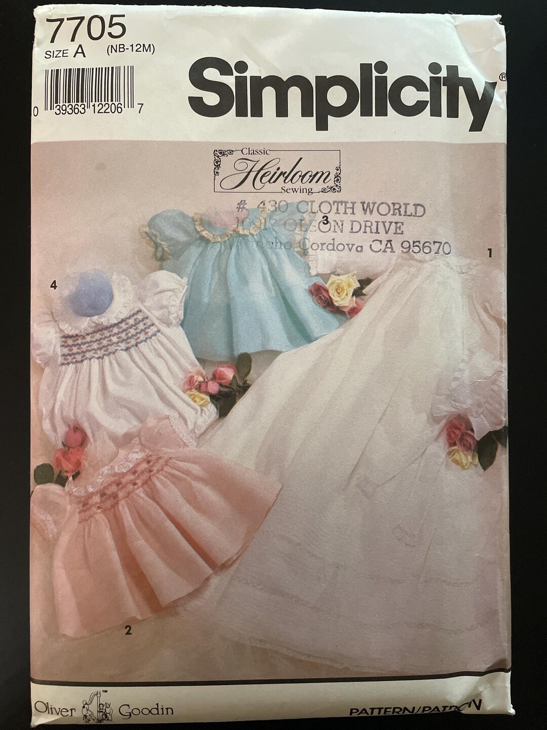 Simplicity 7705 Pattern Oliver Goodin Classic Heirloom Sewing Smocked ...