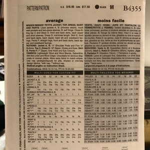 Butterick B4355 4355 Pattern UNCUT Back Zipper Top or Sheath Dress ...