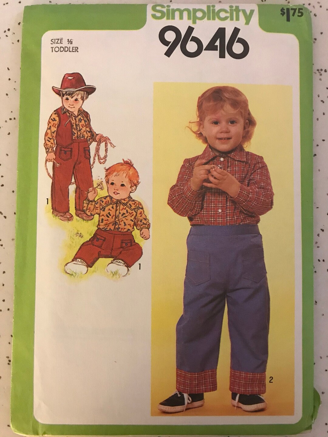 Simplicity 9646 Pattern 1980s Toddler Boy's Western Cowboy Button Front ...
