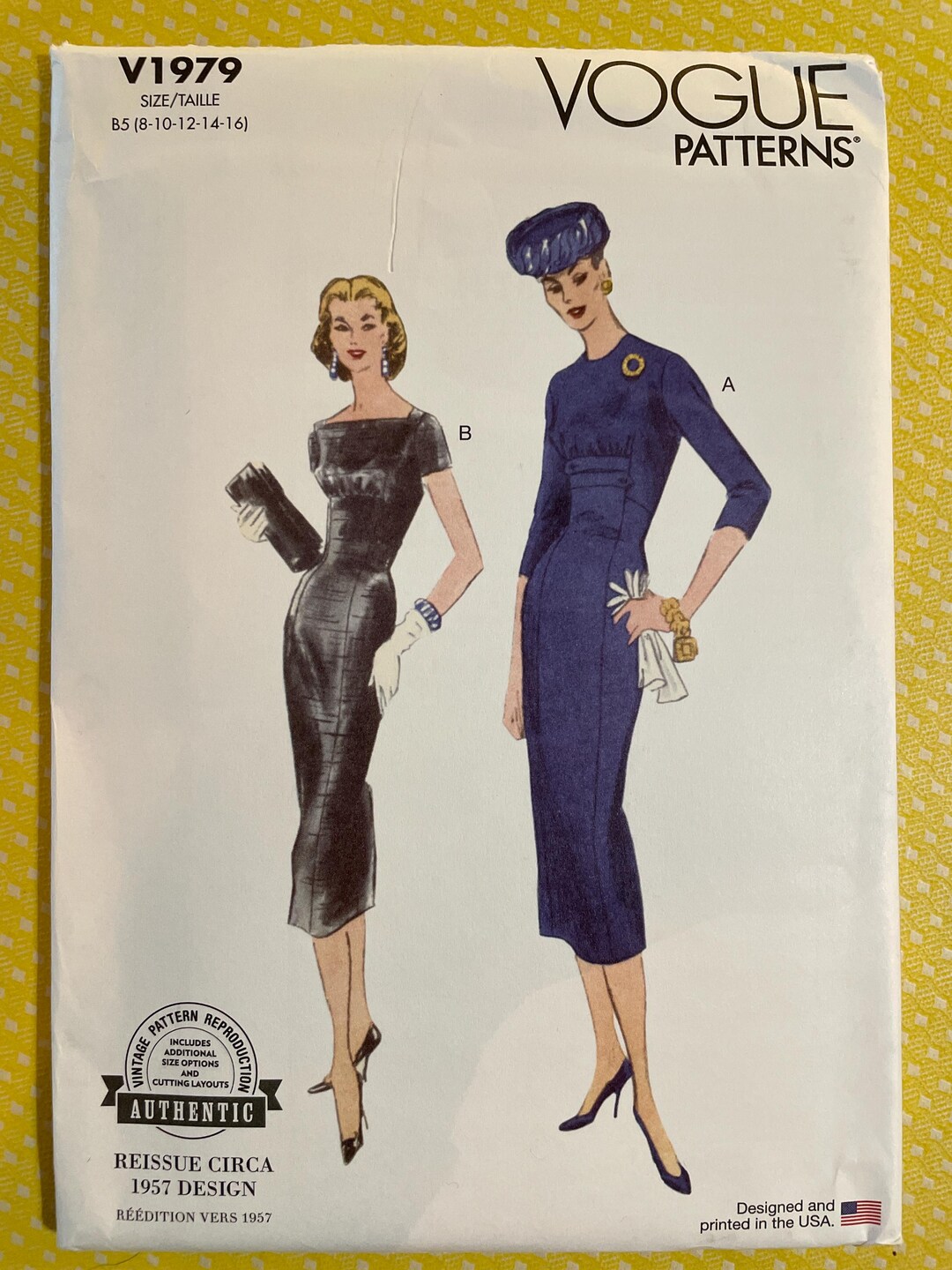 Vogue V1979 1979 Pattern UNCUT Vintage Retro 1950s Jewel Square Neck ...