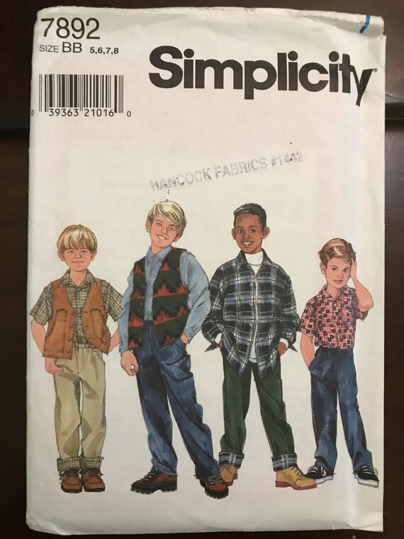 Simplicity 7892 Pattern UNCUT 1990s Vintage Boy's Classic - Etsy