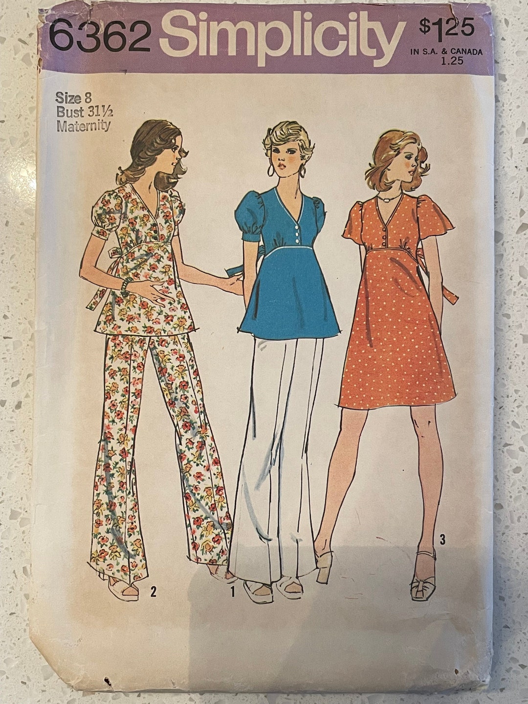 Simplicity 6362 Pattern CUT Complete 1970s Vintage Maternity Empire ...