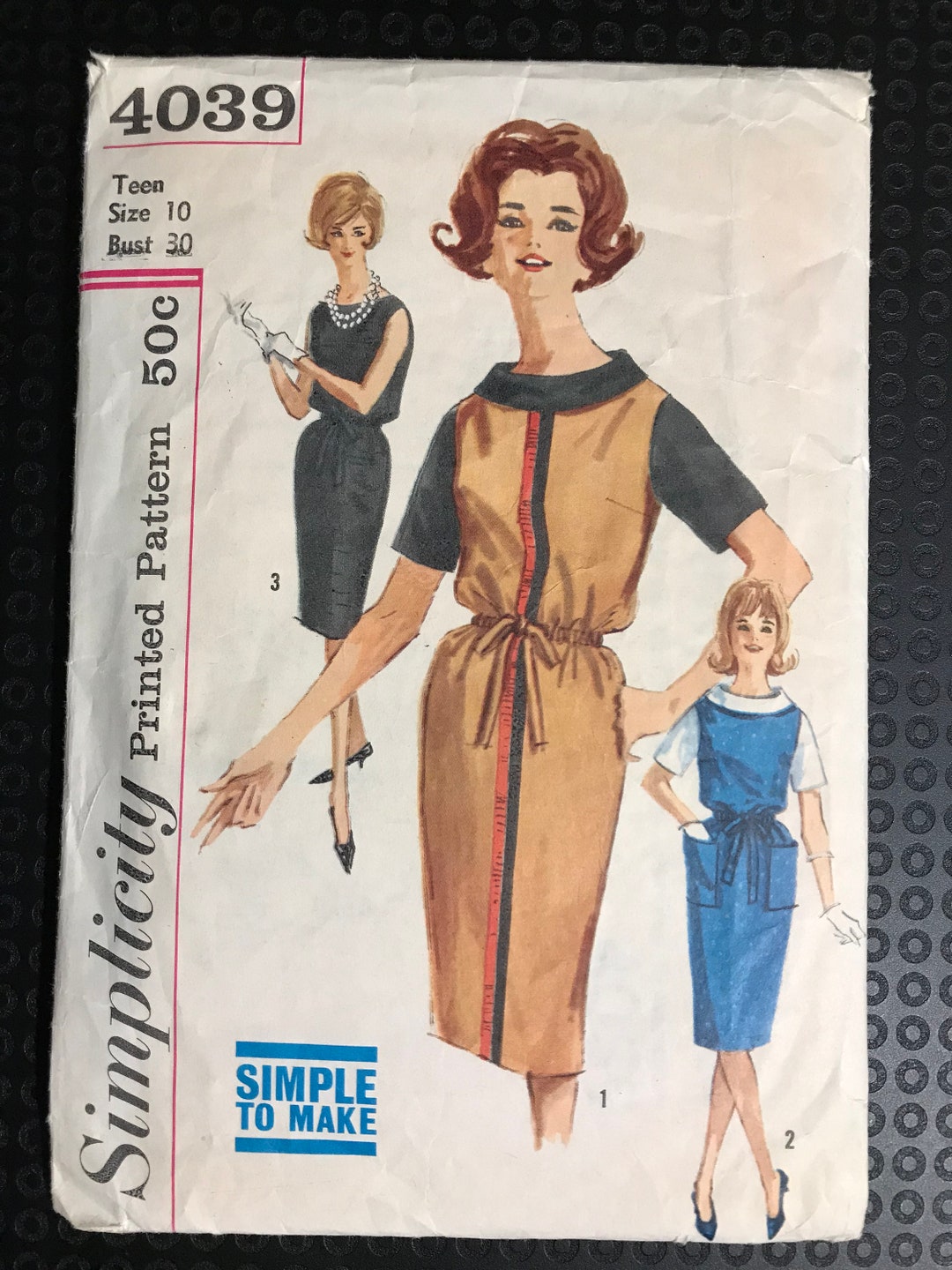 Simplicity 4039 Pattern CUT Complete 1960s Vintage Sleeveless Blouson ...