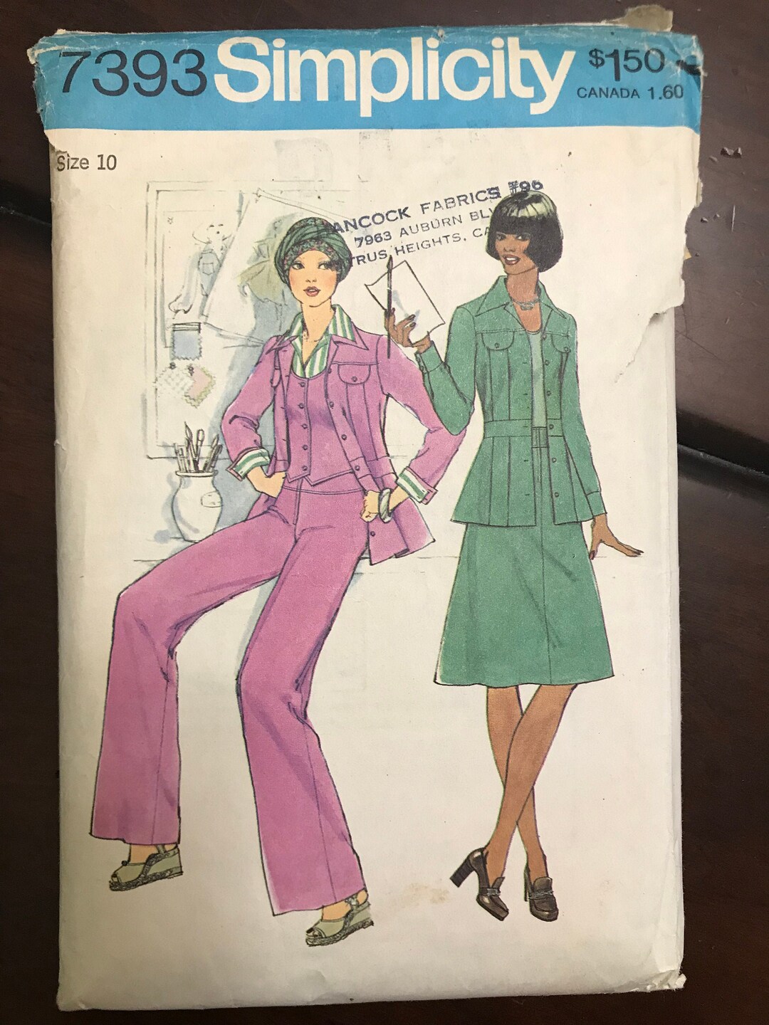 Simplicity 7393 Pattern CUT Complete Unlined Jacket With Fitted Midrif ...