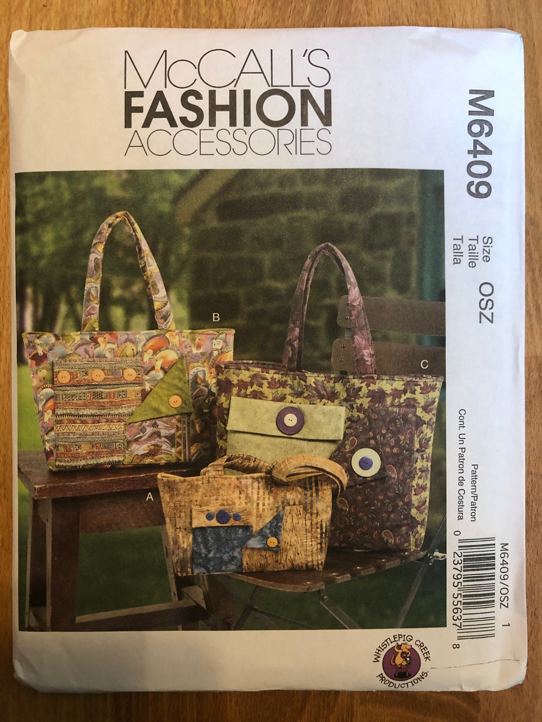 Mccalls M6409 6409 Pattern UNCUT Fashion Accessories Whistlepig Creek Productions Three Lined ...