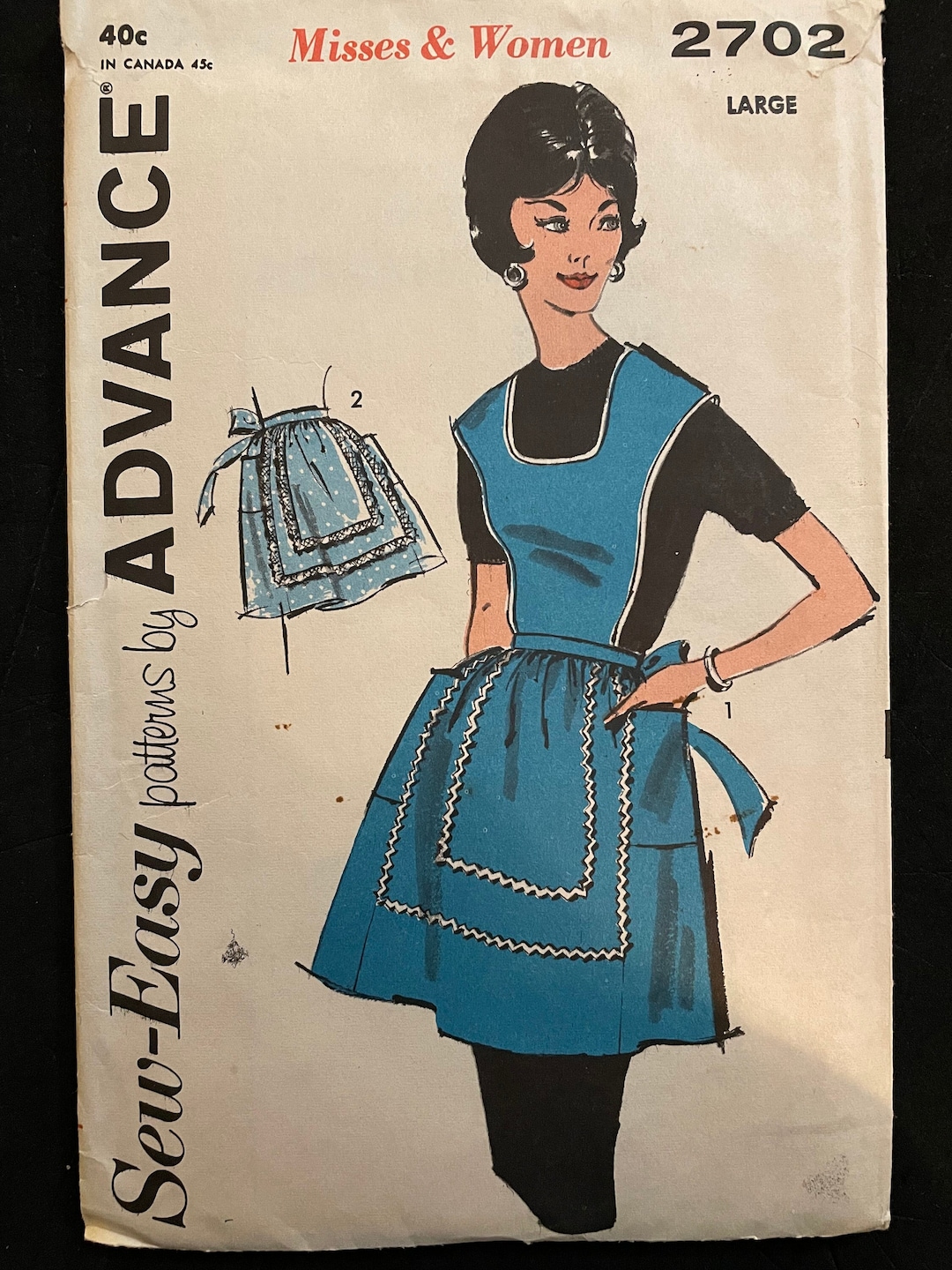 Advance 2702 Pattern CUT Complete 1960s Vintage Full or Half Apron Lace ...
