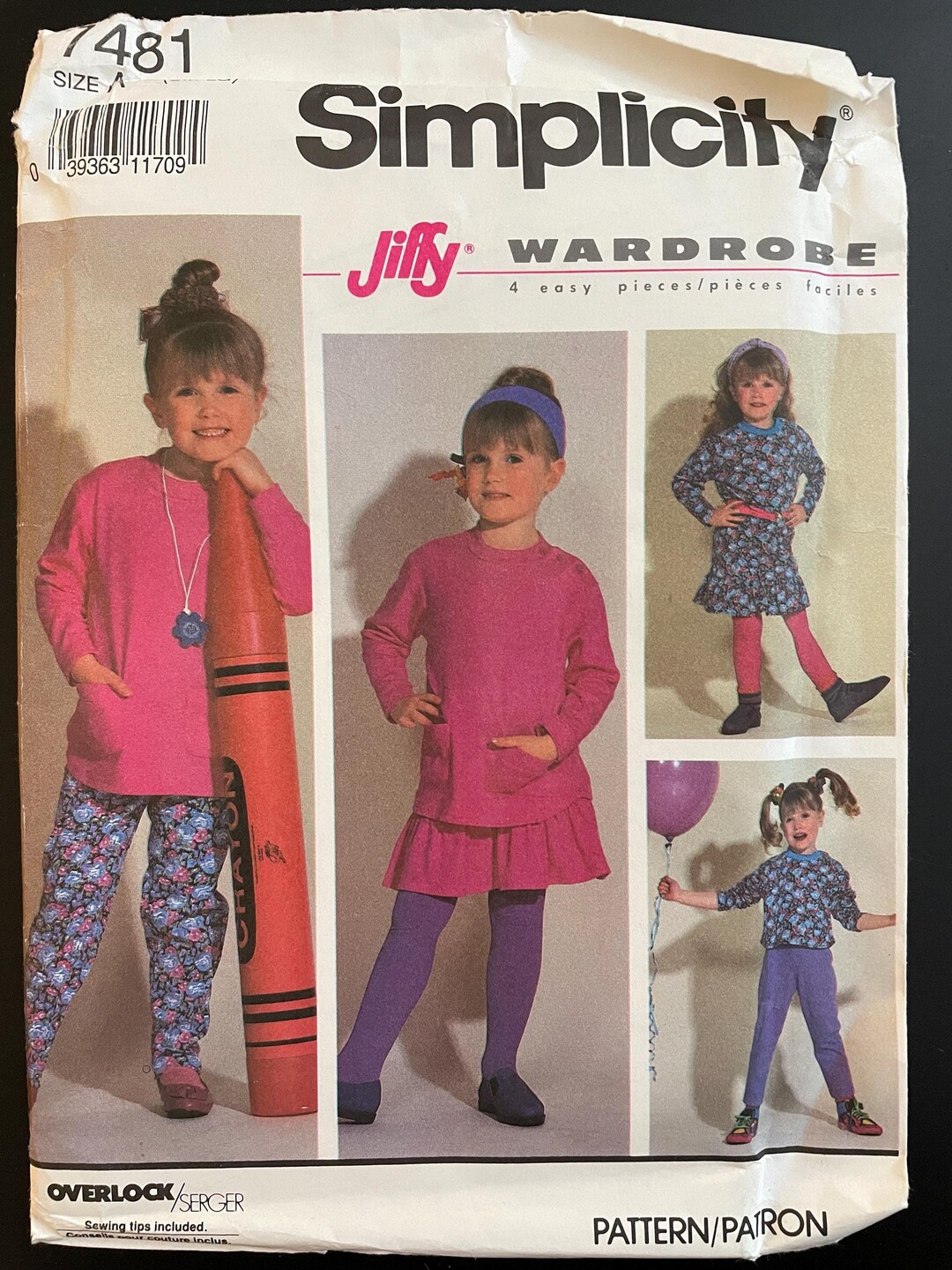 Simplicity 7481 Pattern UNCUT 1990s Vintage Jiffy Wardrobe Girl's Long ...