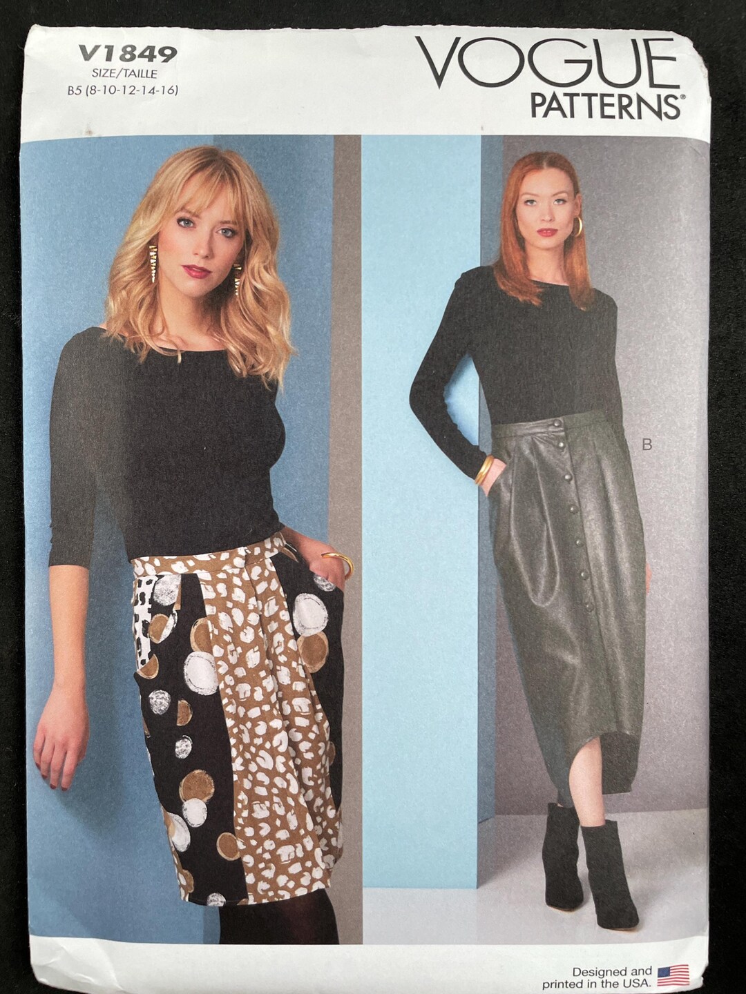 Vogue V1849 1849 Pattern UNCUT Easy Button Front Skirt Pockets Pleats ...