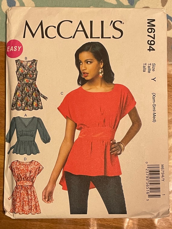 Mccalls M6794 6794 Pattern UNCUT Easy Shaped Waist Back Tie - Etsy