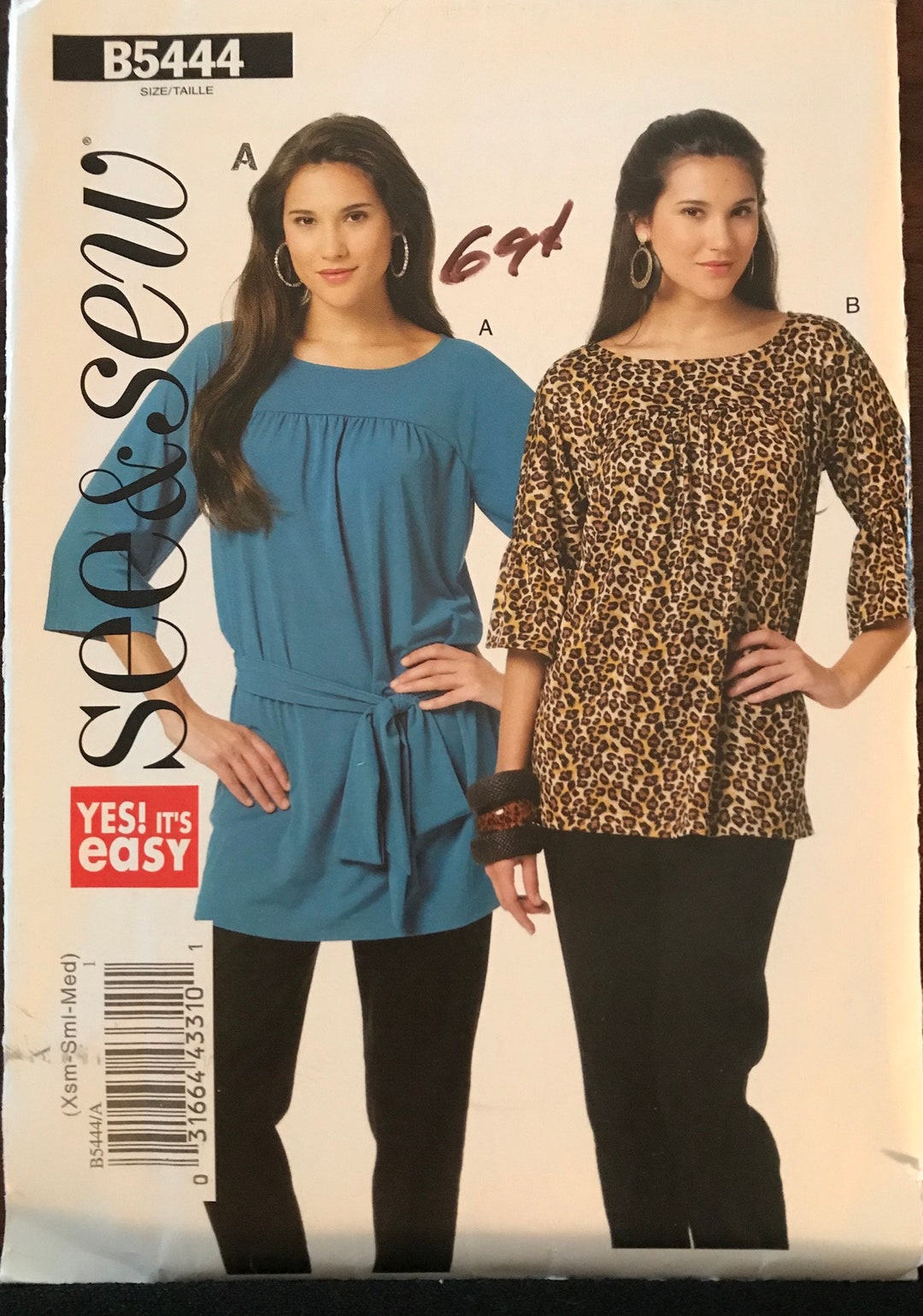 See & Sew B5444 5444 Pattern UNCUT Easy Loose Fitting Pullover - Etsy