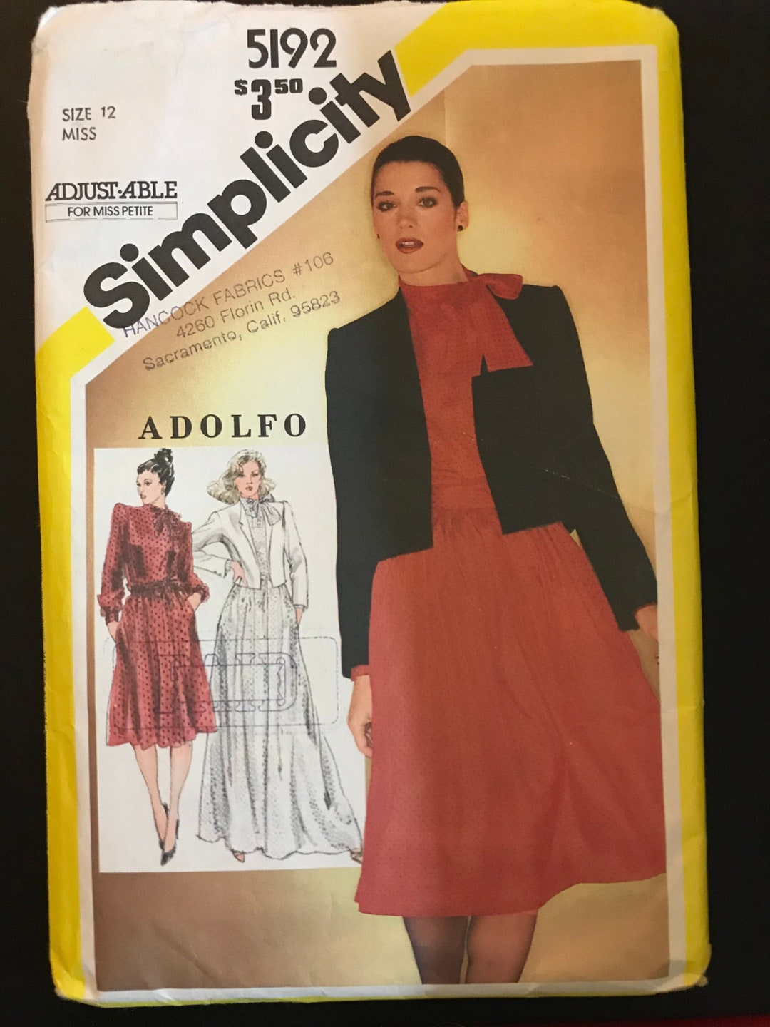 Simplicity 5192 Pattern UNCUT 1980s Vintage Adolfo Blouse With Neck Bow ...