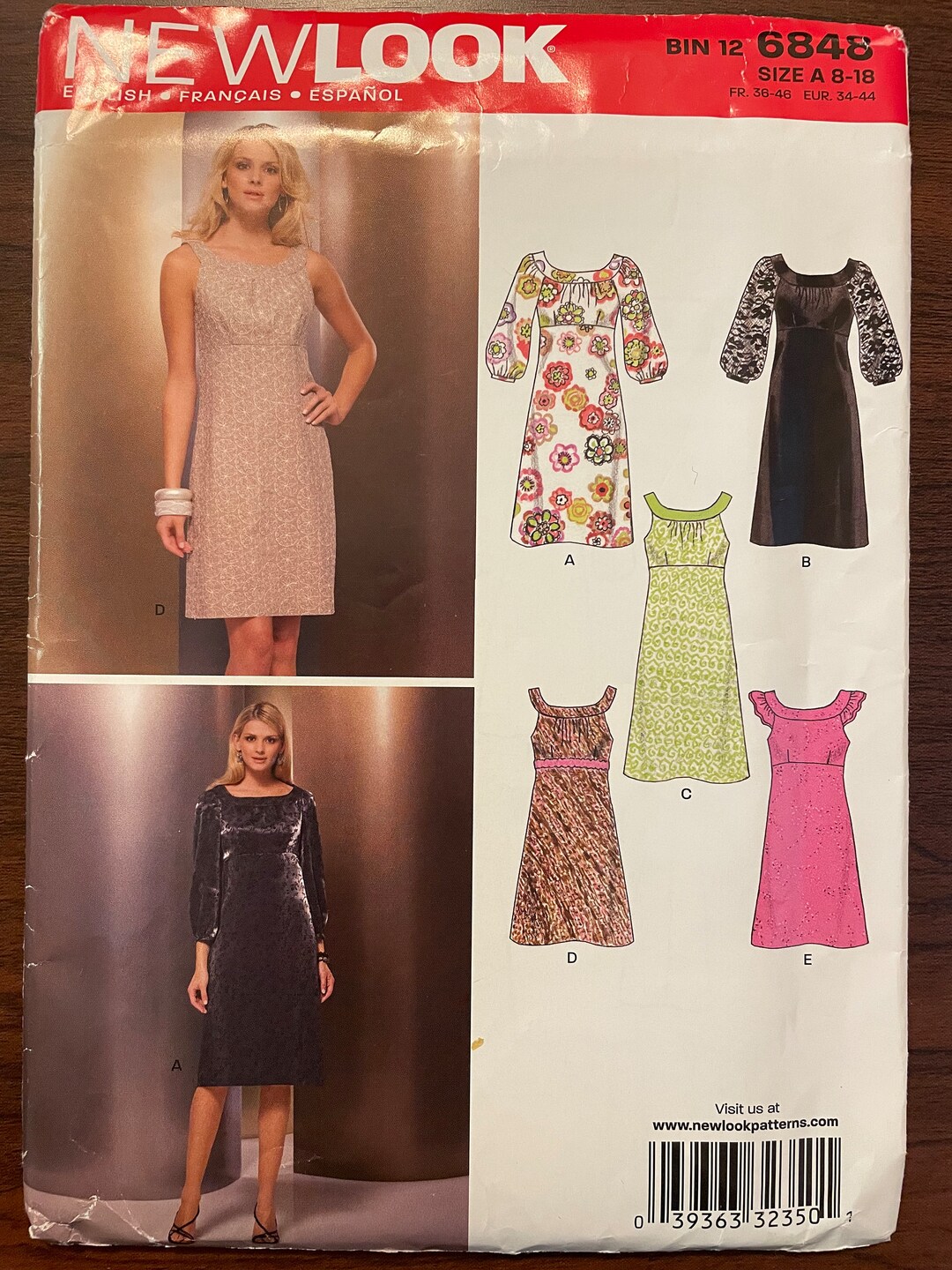 New Look 6848 Pattern UNCUT Raised Waist Sheath Style Dress Knee Length ...