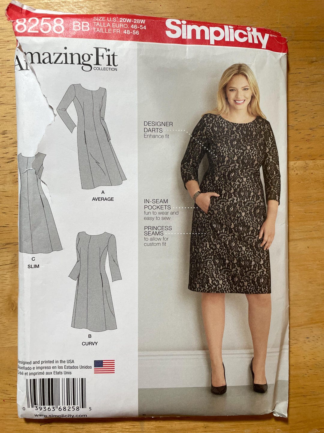 Simplicity 8258 Pattern UNCUT Amazing Fit Slim Curvy Fit Scoop Neck ...