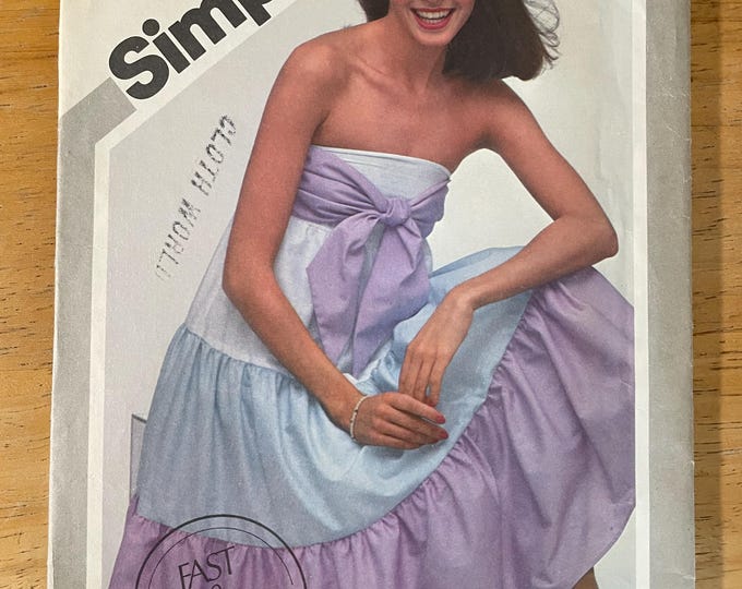 Simplicity 9962 Pattern UNCUT 1980s Fast and Fabulous Strapless Dress ...