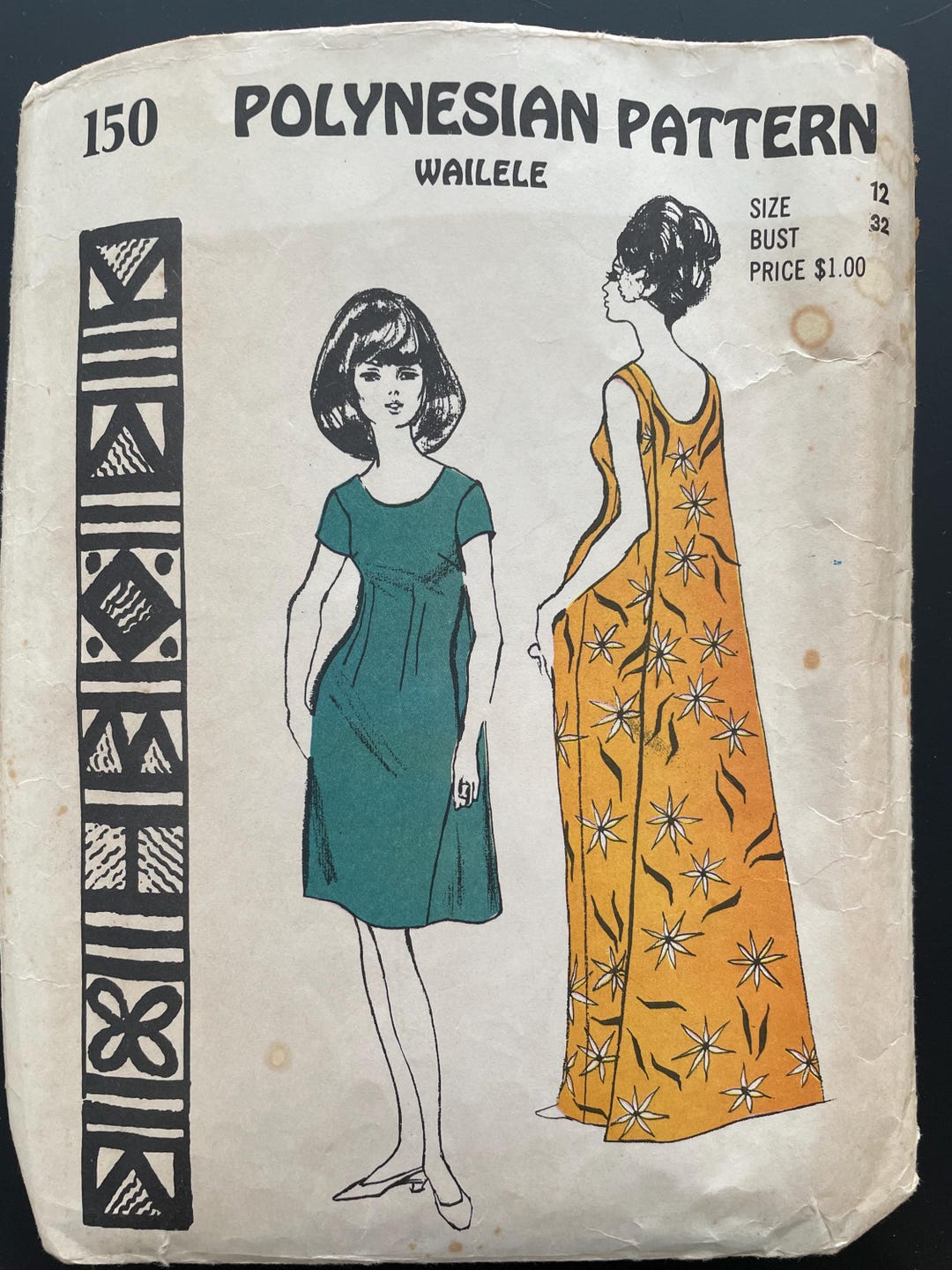Polynesian Pattern 150 CUT Complete Hawaiian Wailele Dress Sleeveless ...