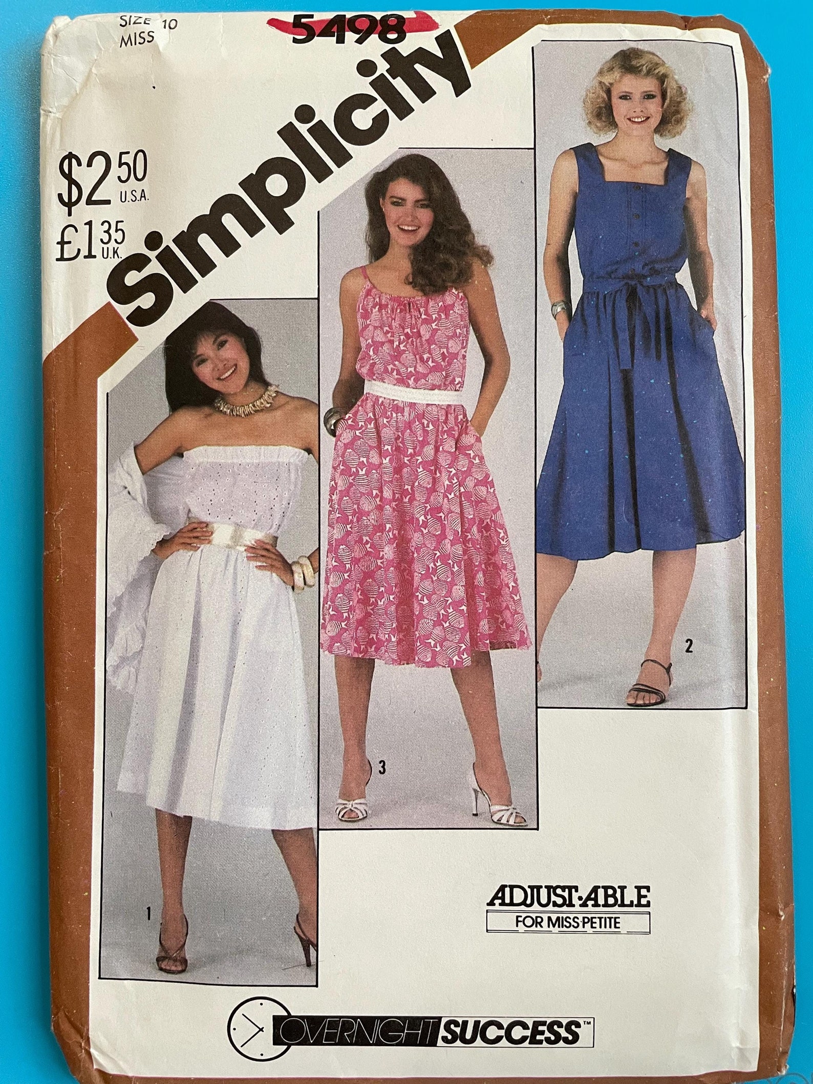 Simplicity 5498 Pattern UNCUT Vintage 1980s Overnight Success ...
