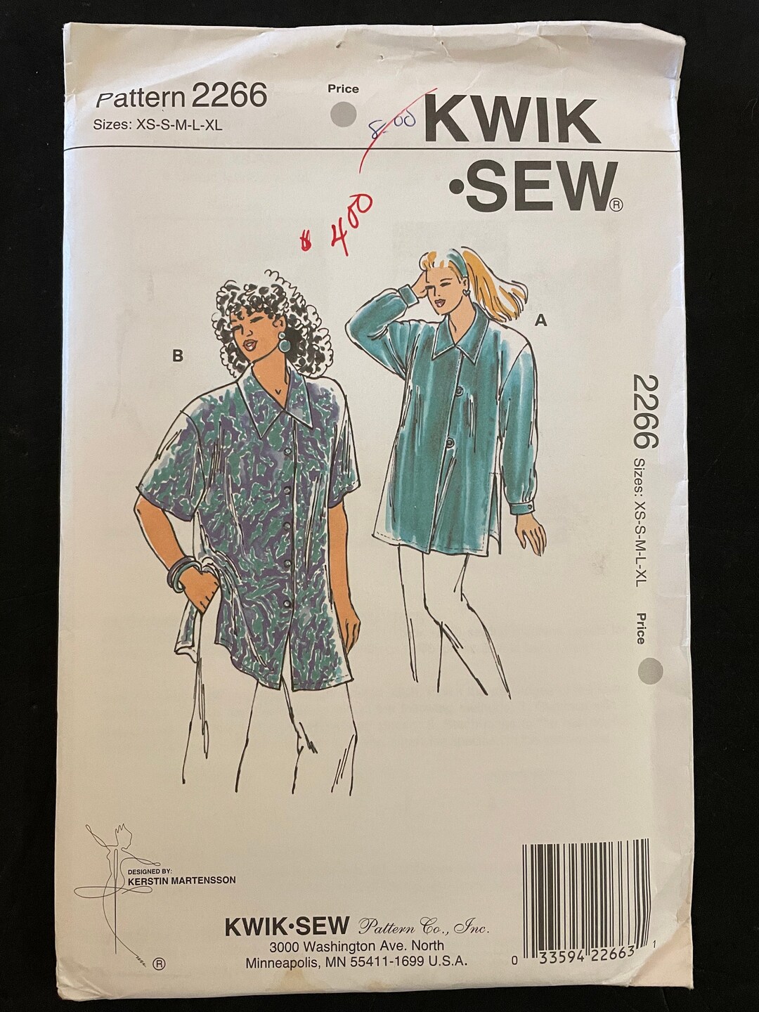 Kwik Sew 22 66 Pattern UNCUT 1990s Big Shirt Tunic Side Slits Button ...