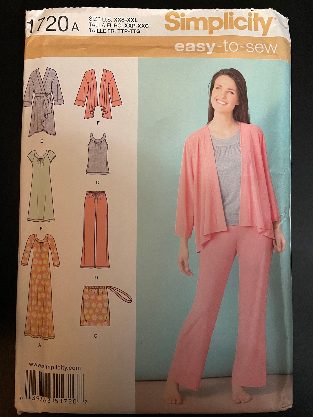 Simplicity 1720 Pattern UNCUT Easy Stretch Knit Nightgown, Top, Pants ...