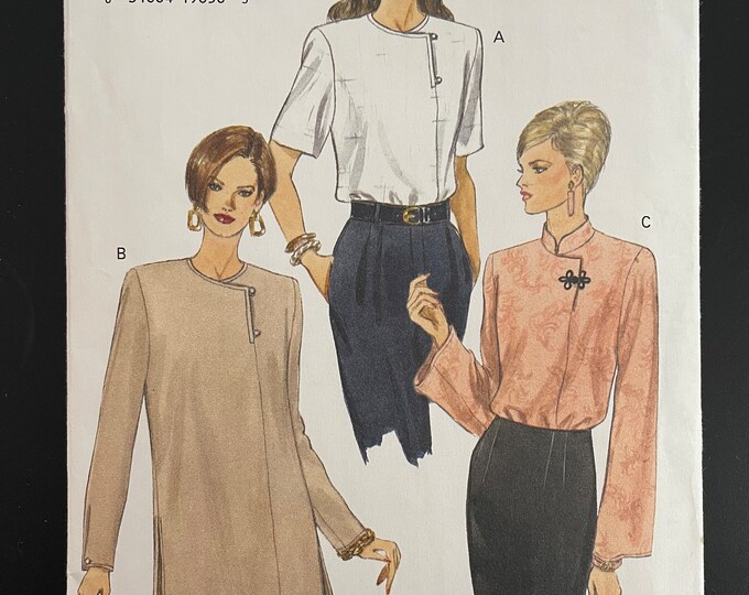 Vogue 9040 Pattern CUT Complete 1990s Vintage Asymmetrical Button or ...
