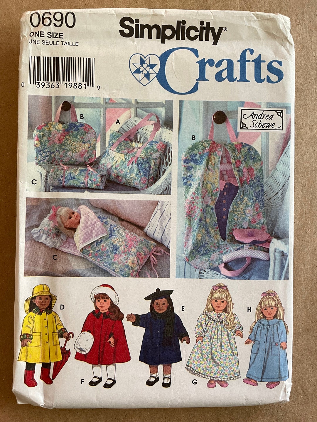 Simplicity 0690 9833 Pattern UNCUT 1990s Vintage Doll's Clothing ...