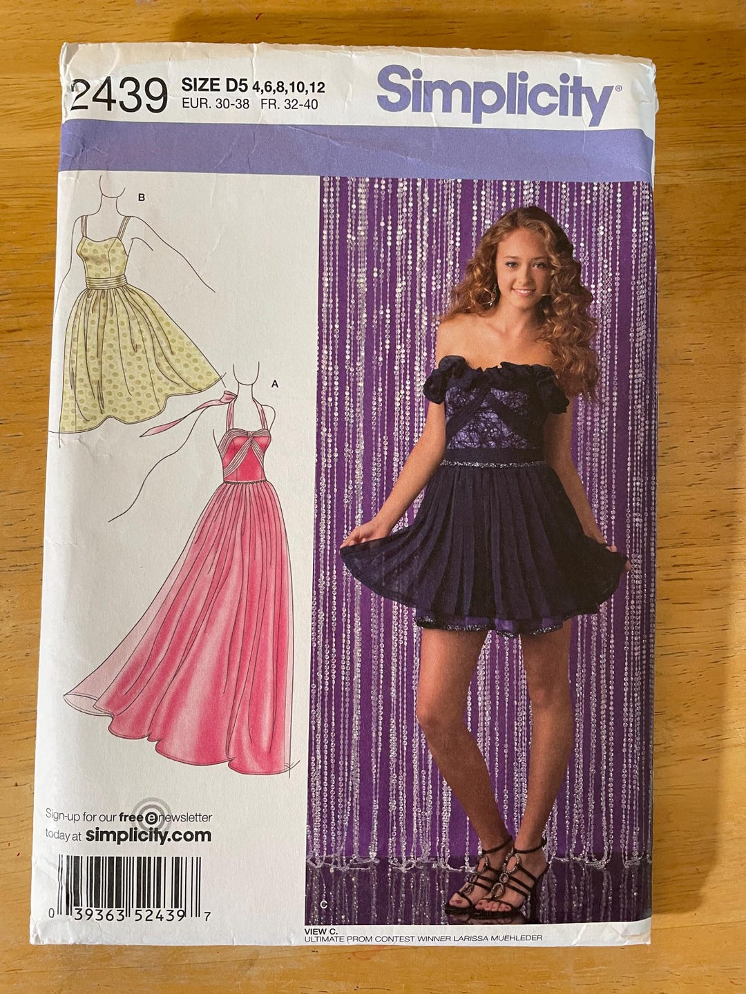 Simplicity 2439 Pattern UNCUT Formal Prom Dress Shoulder Straps ...