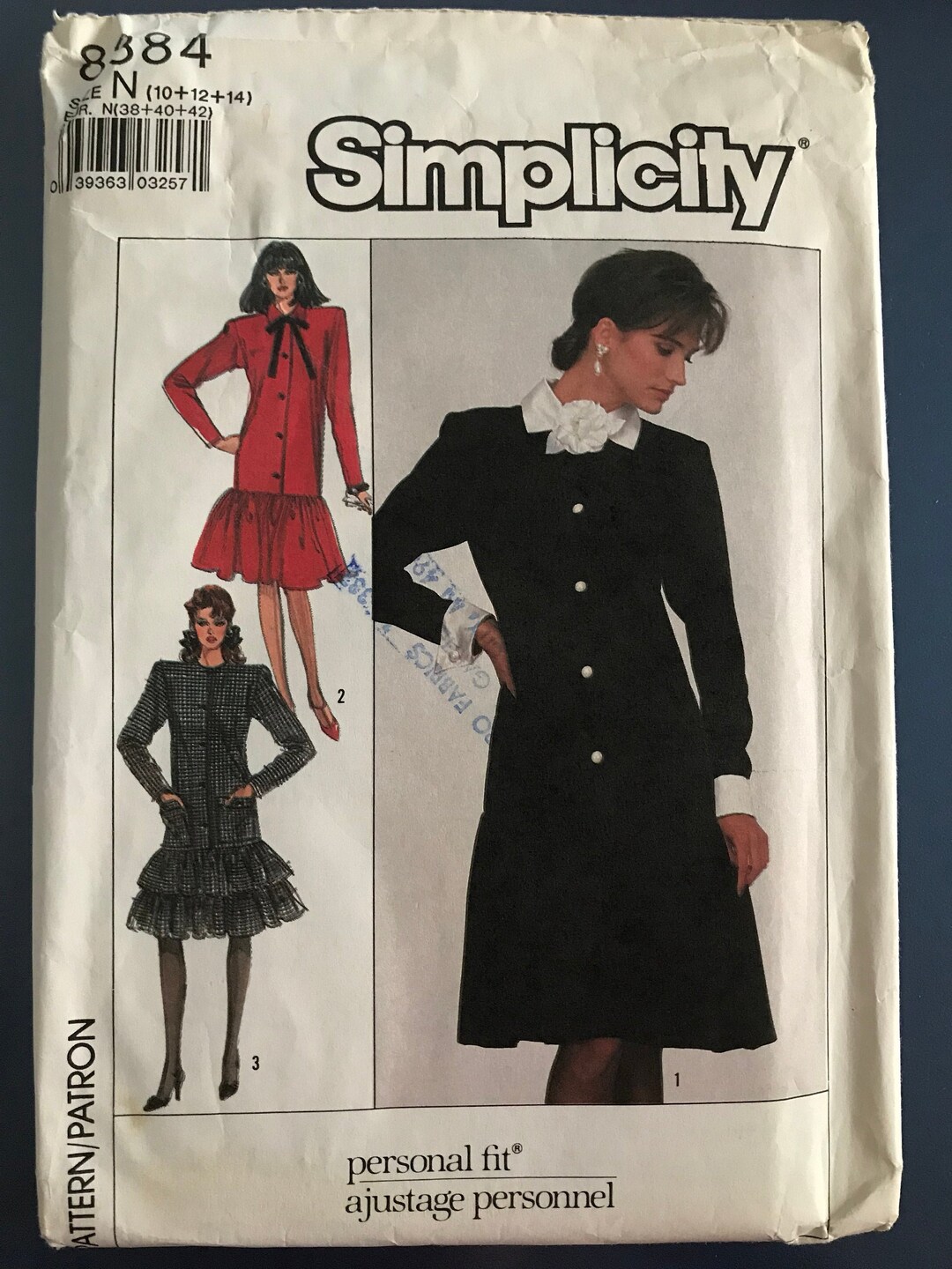 Simplicity 8384 Pattern UNCUT 1980s Personal Fit Dress With Dropped ...