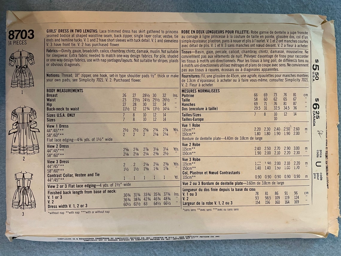 Simplicity 8703 Pattern UNCUT 1980s Jessica Mcclintock for Gunne Sax ...