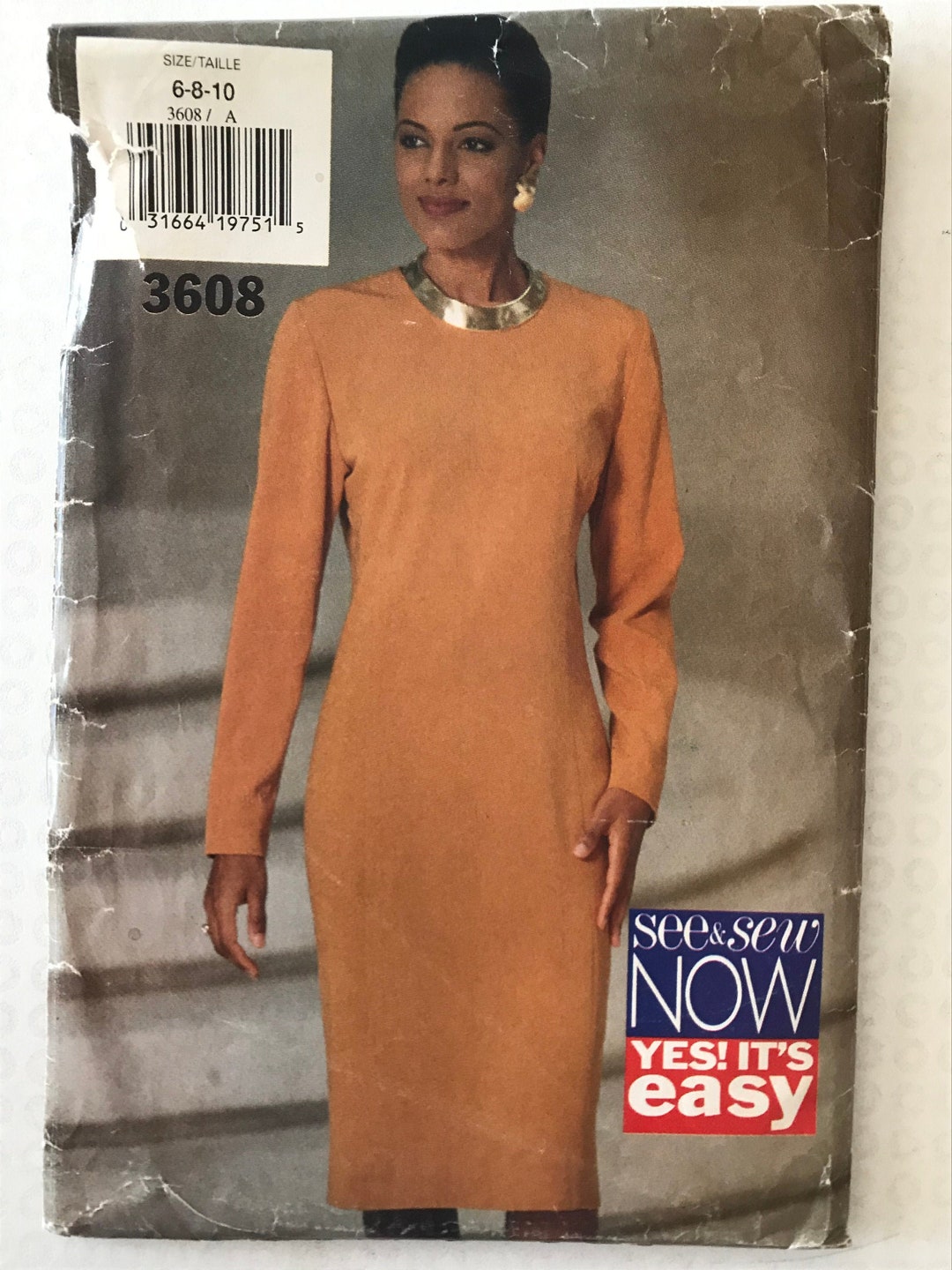 See & Sew 3608 Pattern Easy Jewel Neck Sheath Dress Extended Shoulders ...