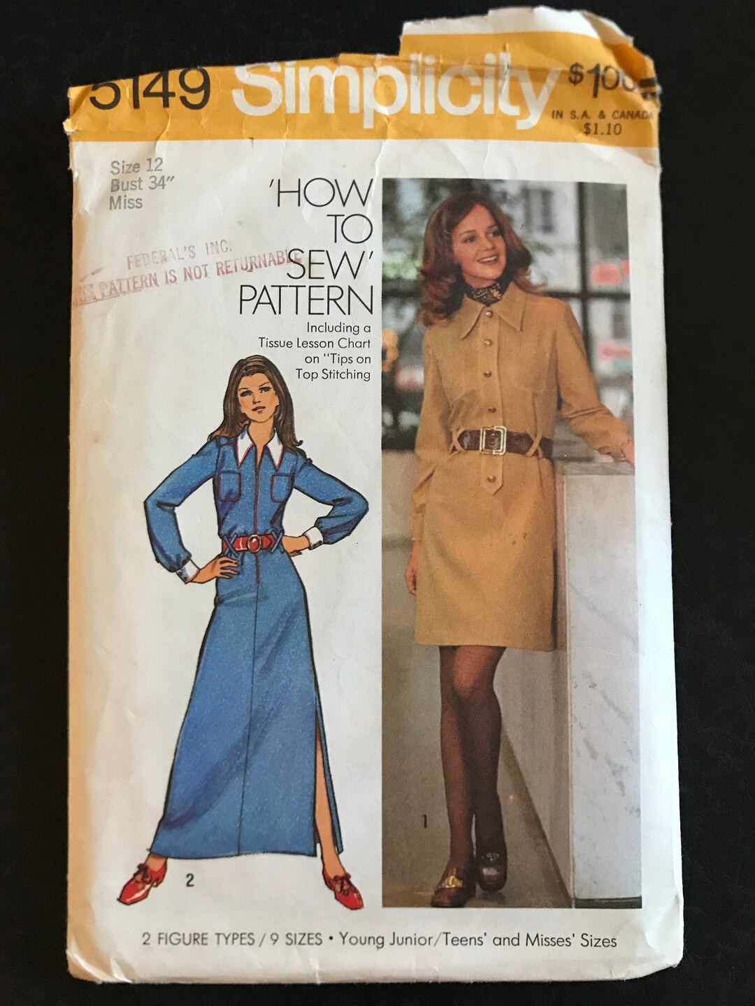 Simplicity 5149 Pattern How to Sew Mini or Maxi Length Shirt Dress ...