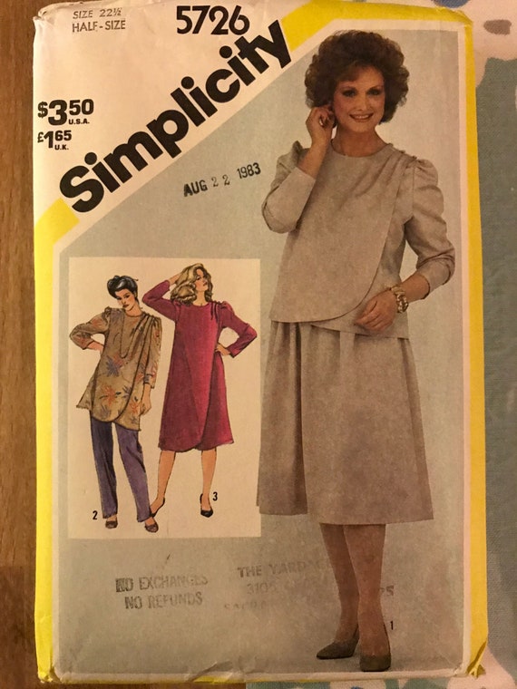 Simplicity 5726 Pattern UNCUT 1980s Asymmetrical Wrap One or | Etsy