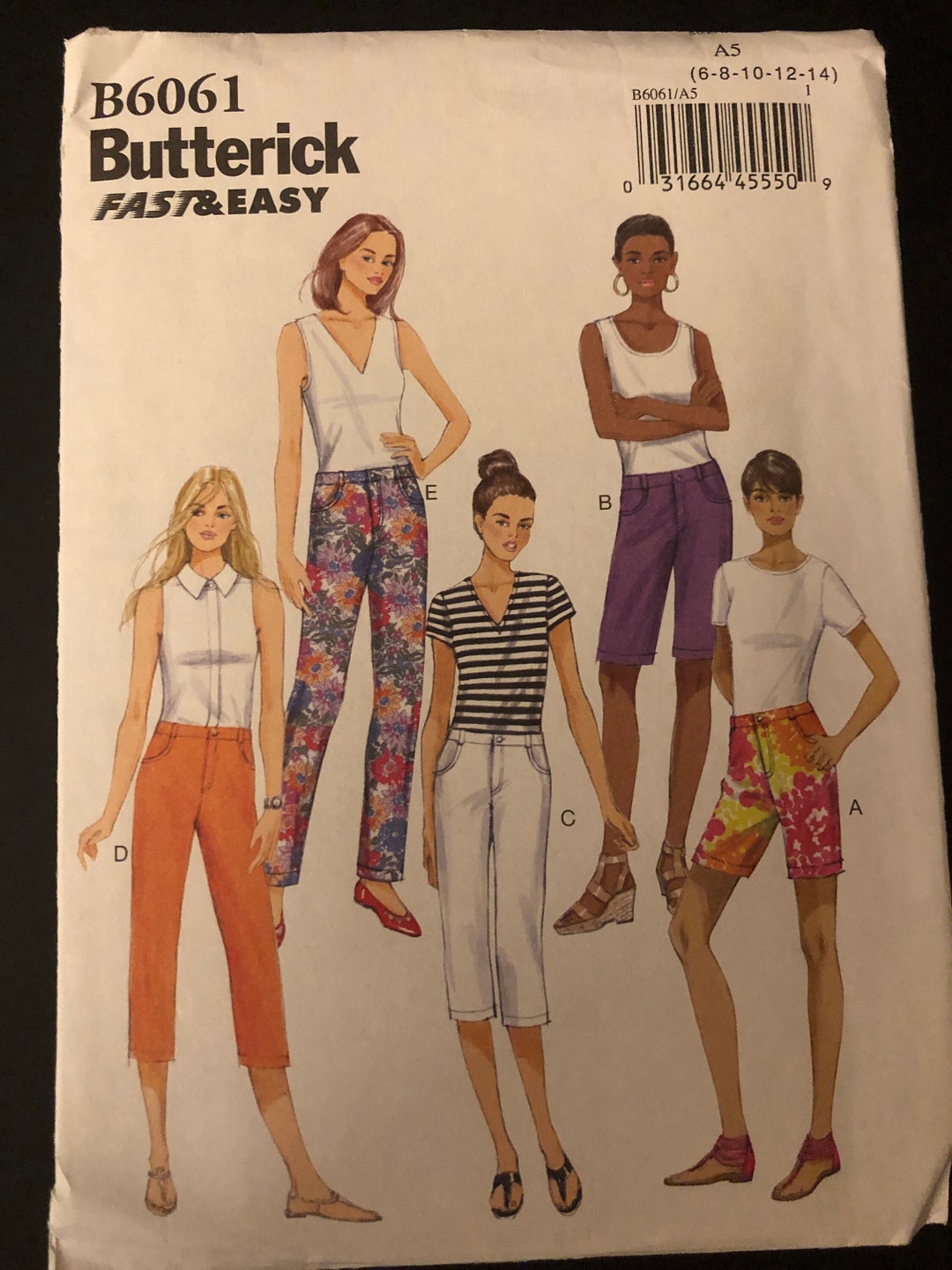 Butterick B6061 6061 Pattern UNCUT Fast Easy Very Easy Semi Fit Shorts ...